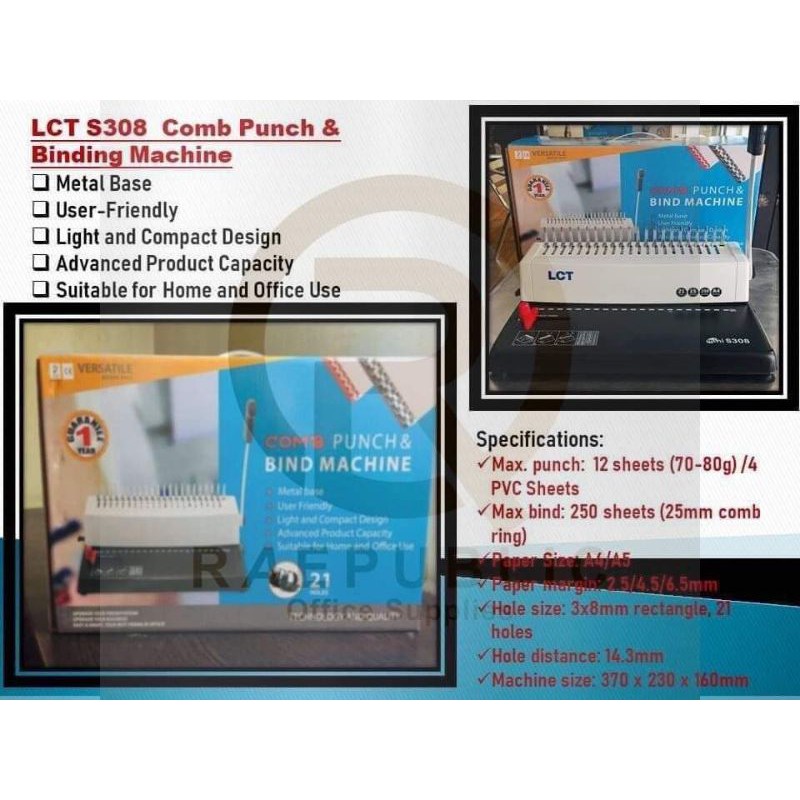 LCT Comb Punch & Bind Machine #S308 | Shopee Philippines