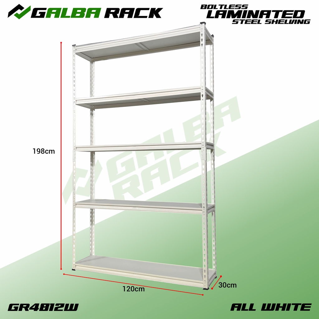 Boltless LAMINATED Steel Shelving 5-Layer Heavy Duty Rack LARGE (6.5ft ...