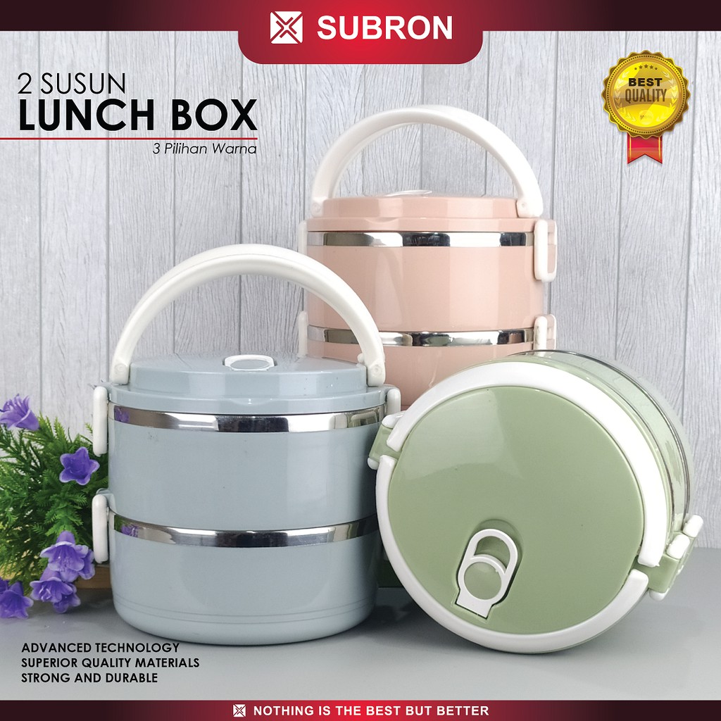 Subron Rantang Lunch Box, Elegant 2 Layer Plain Color Food Container ...