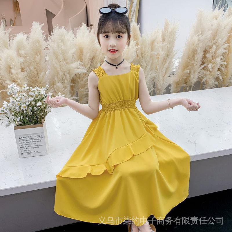 Children's Clothing 4 Girls 5 Sling Square Neck Pleated Skirts 7 Girls ...