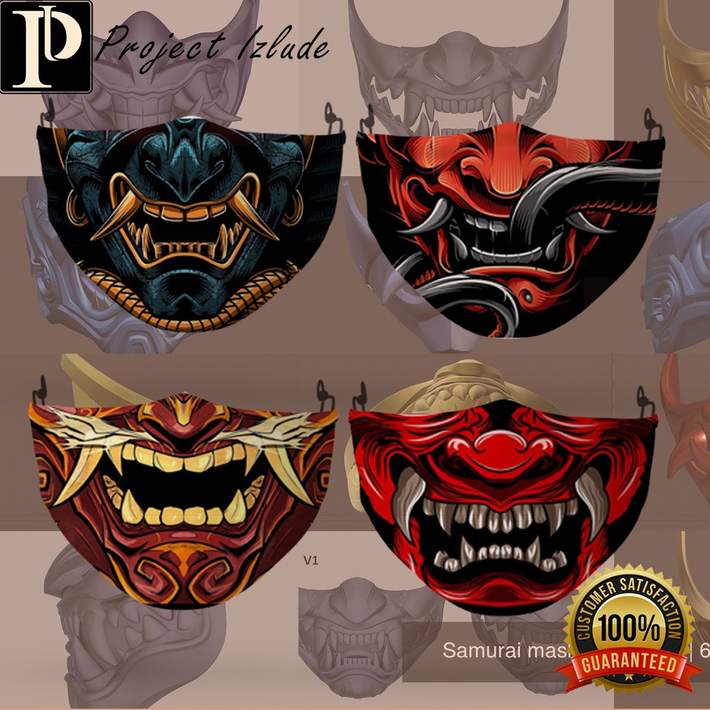 Japanese Samurai Face Mask 3PLY - Reusable, Adjustable and Washable ...