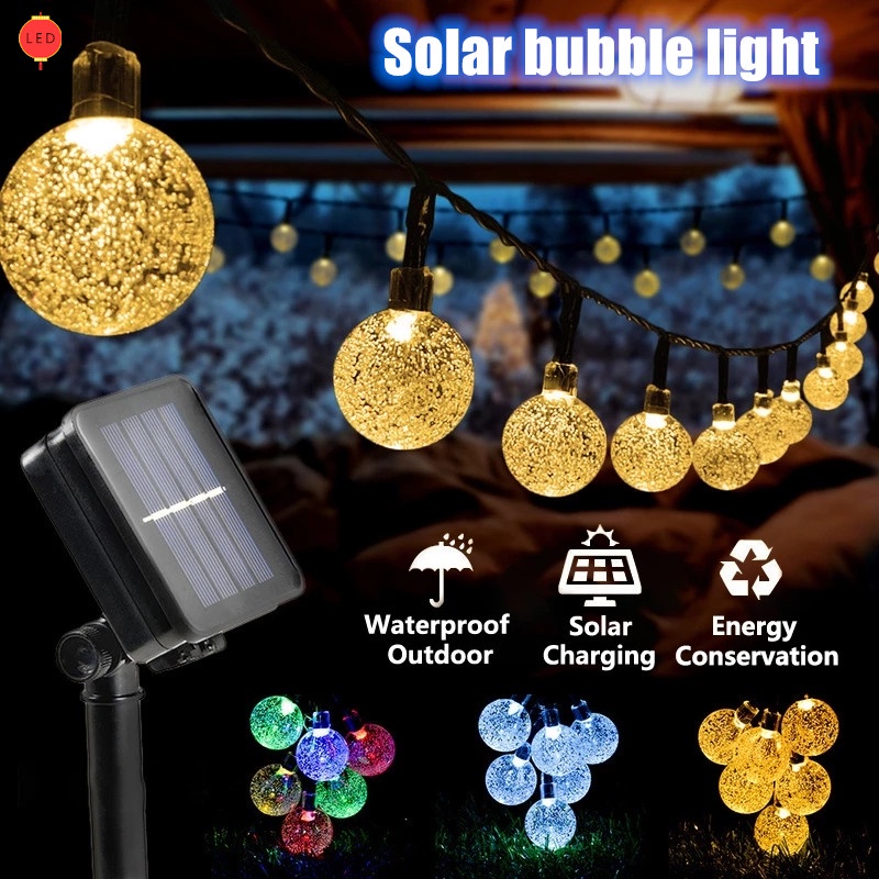 100LED Solar Fairy String Light Crystal Ball LED String Light ...