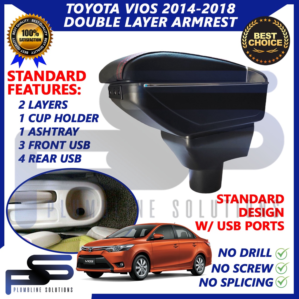Toyota Vios Gen3 2014 - 2018 July OEM Premium Armrest Double Layer ...