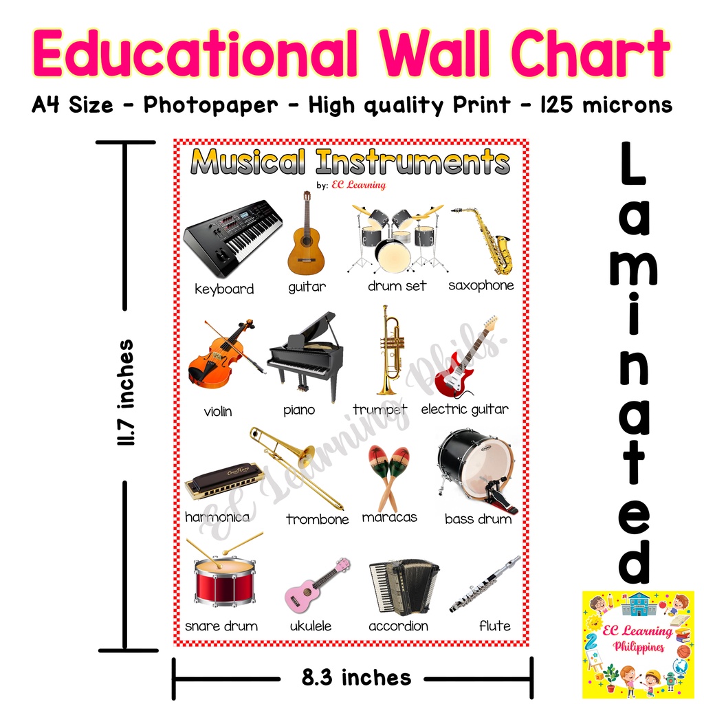 A4 Musical Instruments Laminated Educational Wallcharts for Kids ... A4 Musical Instruments Laminated Educational Wallcharts for Kids ...