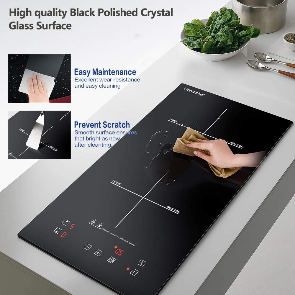 AMZCHEF induction cooktop 2 plates, Domino double induction cooktop ...