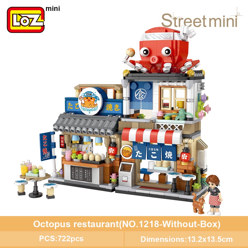 Loz model mini restaurant Japanese style mini street style foldable ...