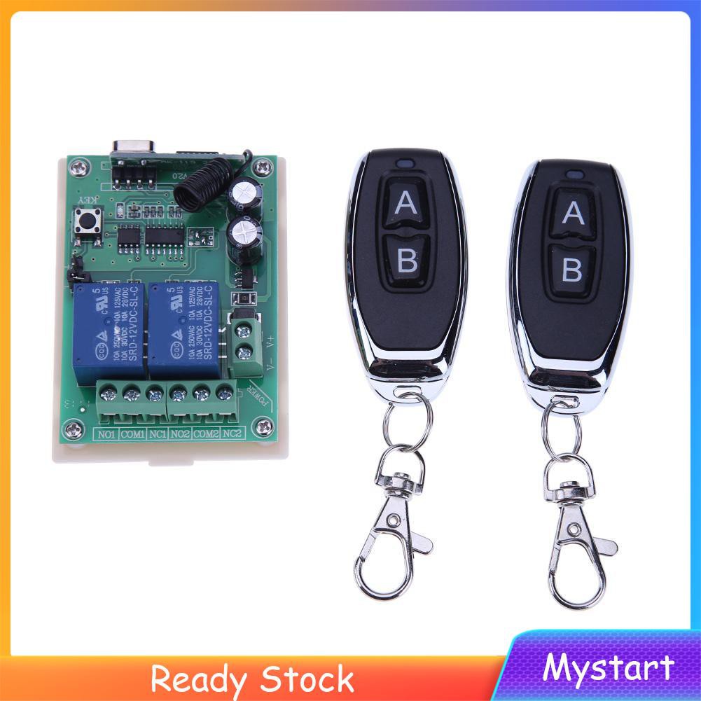 2V/24V 2 Channel Relay Wireless Remote Control Switch +2pcs Two Keys ...