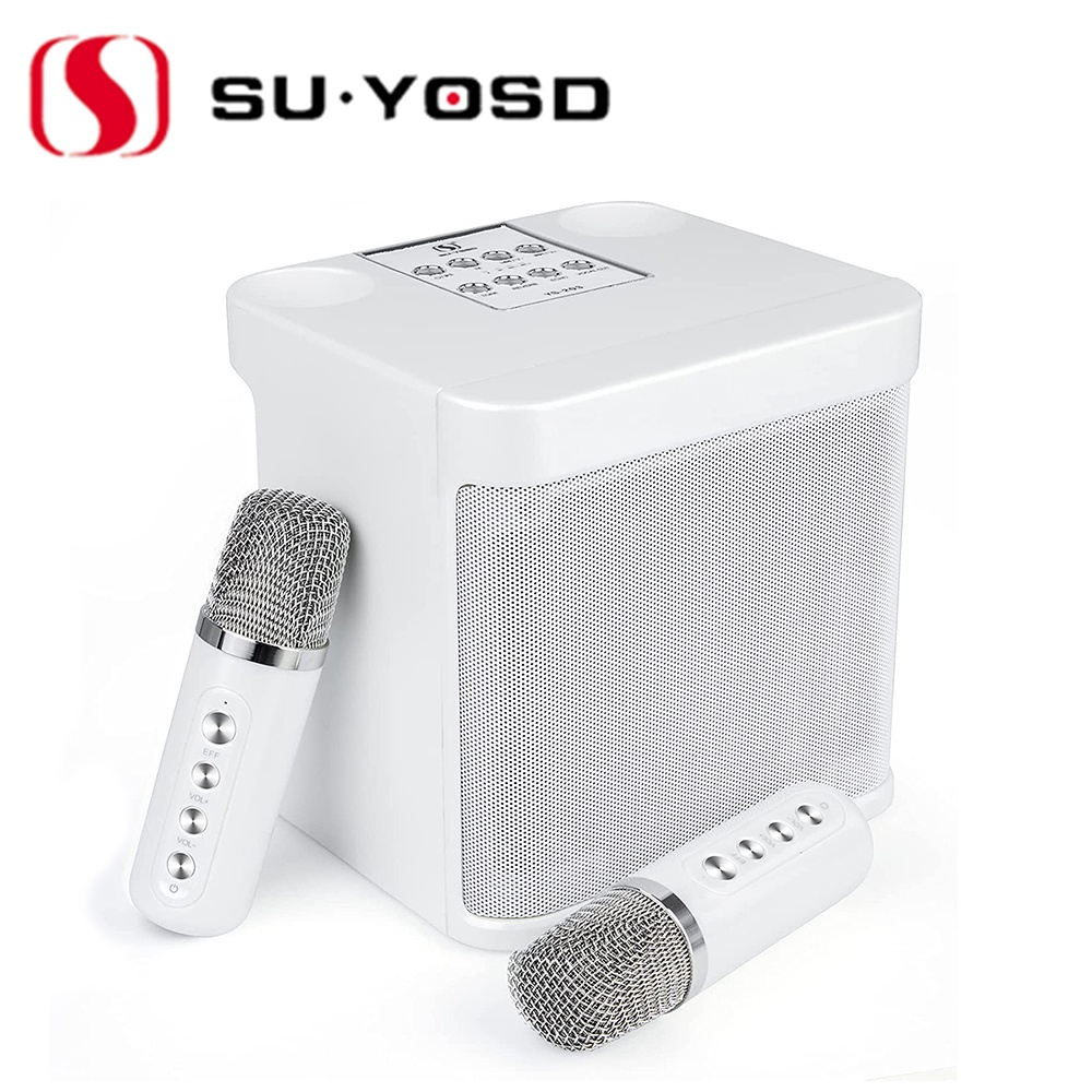 Su-Yosd YS-203 Wireless Bluetooth Dual Microphone Karaoke Speaker 3D Stereo Amplifier Speakers ...