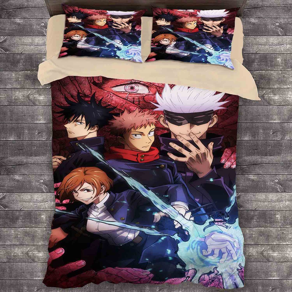 Jujutsu Kaisen 3IN1 Bedsheet Set Single/Double Queen Size Bed Sheet ...