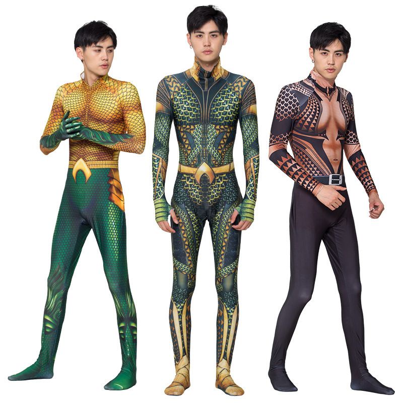 Curry Aquaman Arthur Cosplay Costume Bodysuit Spandex Zentai Halloween ...