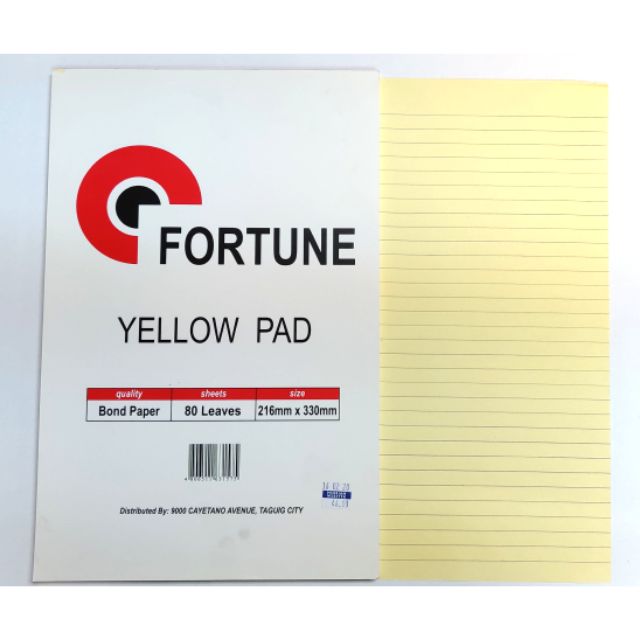 Fortune Yellow Long Pad 80 Leaves | Shopee Philippines