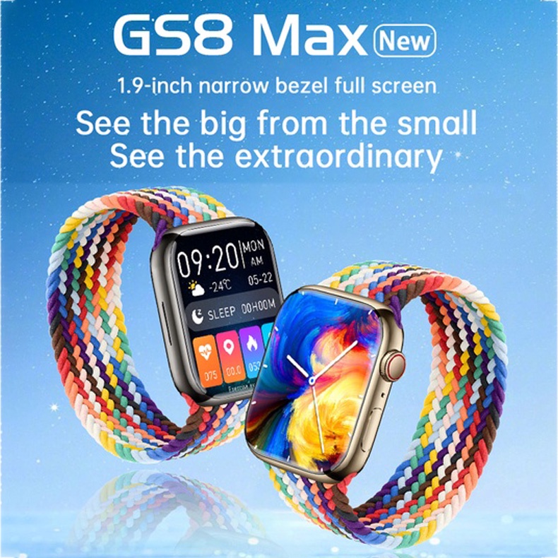 Original GS8 MAX smart watch for woman watch for men waterproof rainbow ...