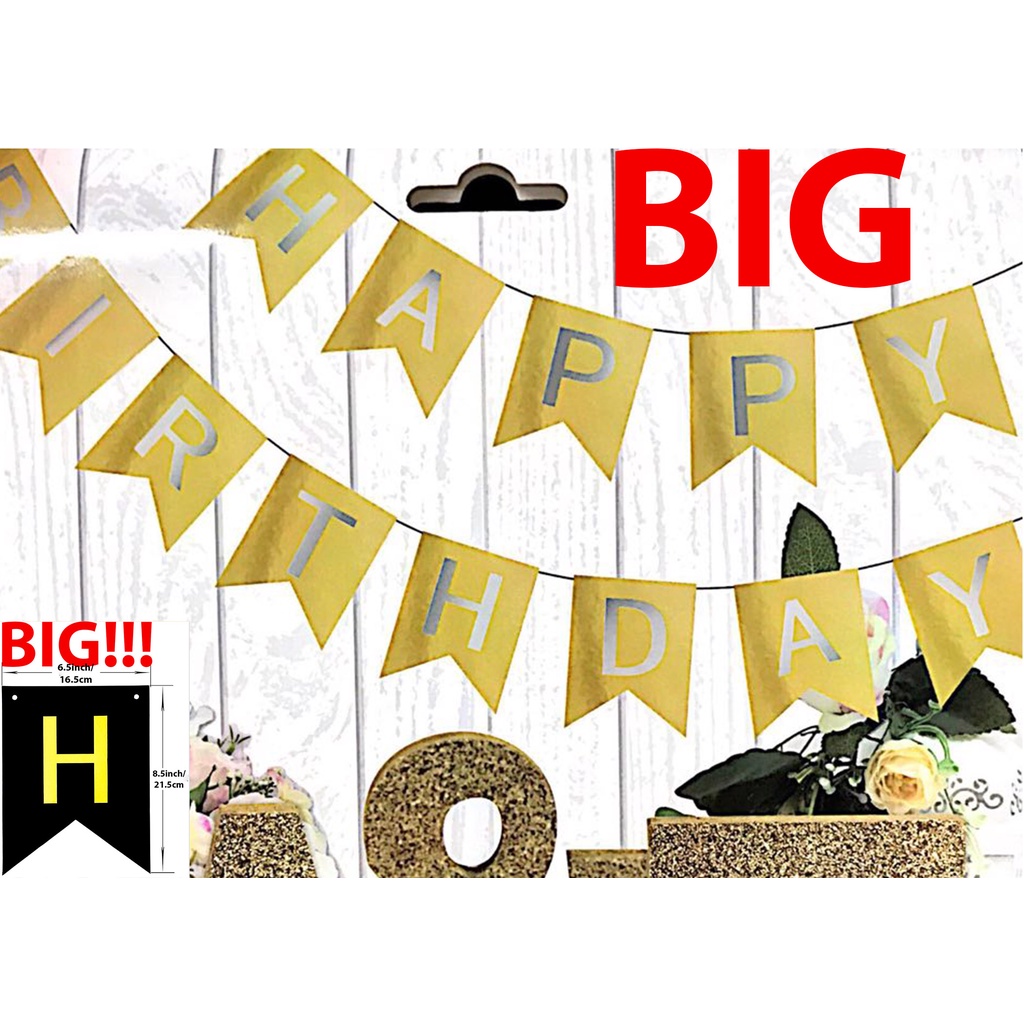 BIG GOLD Happy Birthday Banner for Birthday Decoration At Home Debut ...