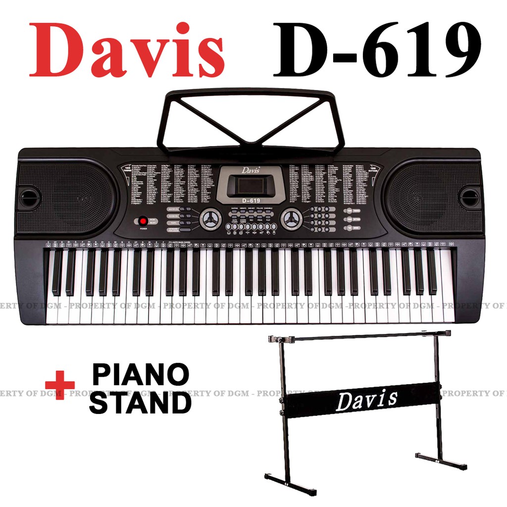 61 keys Lighting Electronic Keyboard Davis D-619 with Piano Stand ...