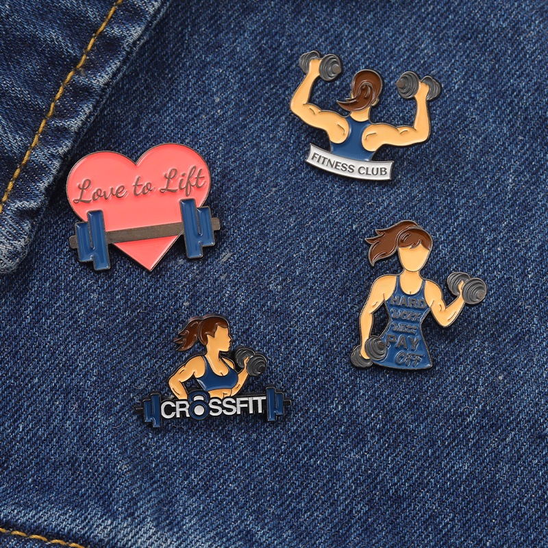 4 Styles of Bodybuilder Enamel Pin Creative Sport Badge Brooch Lapel ...