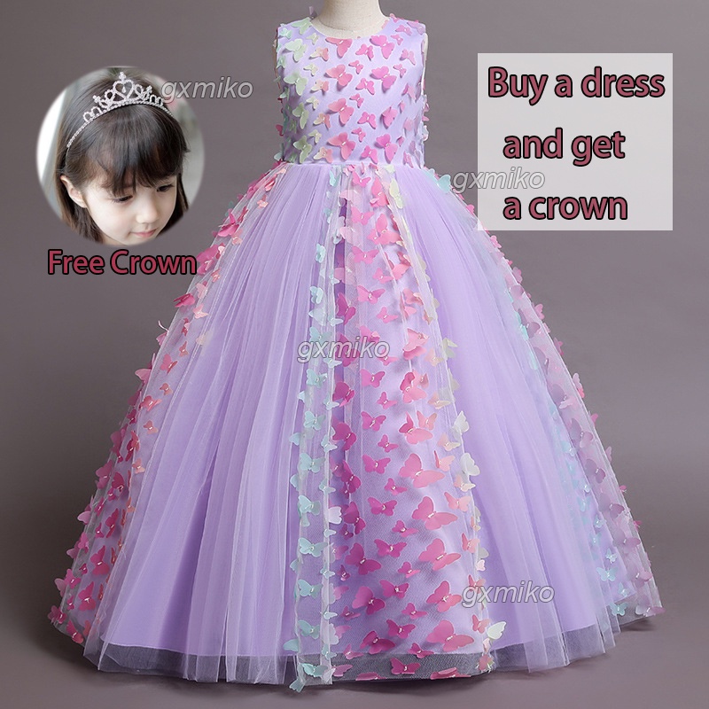 3-13Y 2pcs Set Princess Dress for Kids 5 Years Old Butterfly Puffy Dress for Teens Girls Formal ...