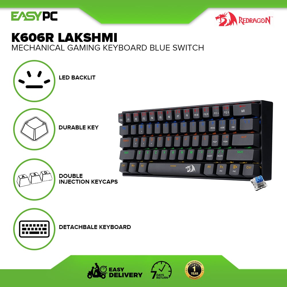 Redragon K606R/K606 Lakshmi Mechanical Gaming Keyboard Blue OR Red ...