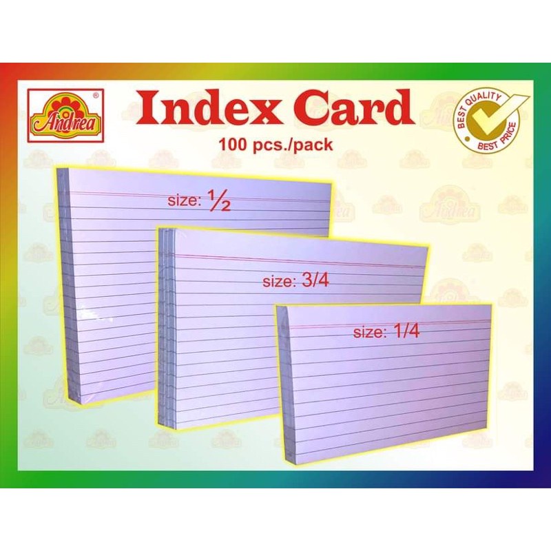 Index Card Sizes 1 2 1 4 1 8 Shopee Philippines