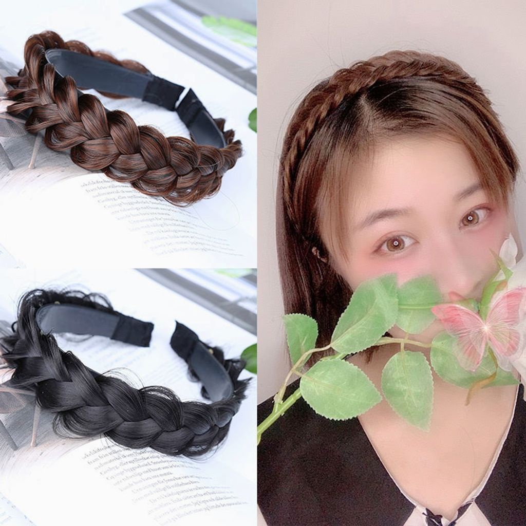 Fish Bone Braided Headband With Teeth Anti-Slip Fluffy Female Widened ...