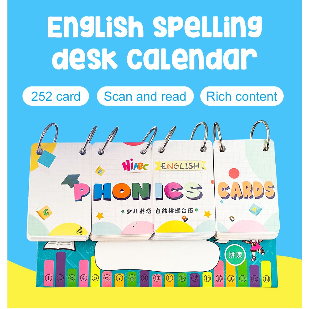 252PCS English Phonics Calendar Word Card Flash Card Kids Toy Education ...