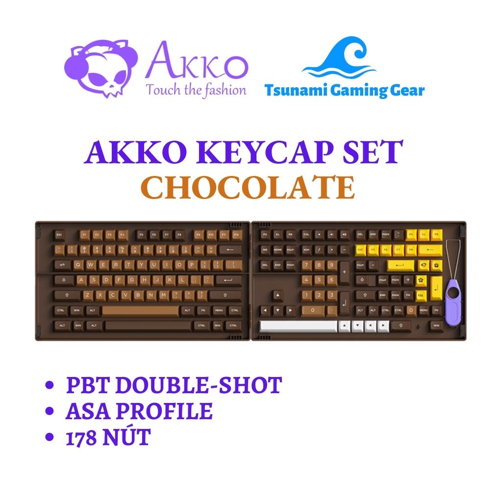Akko Chocolate keycap set (PBT DoubleShot/ ASA profile/ 178 buttons ...