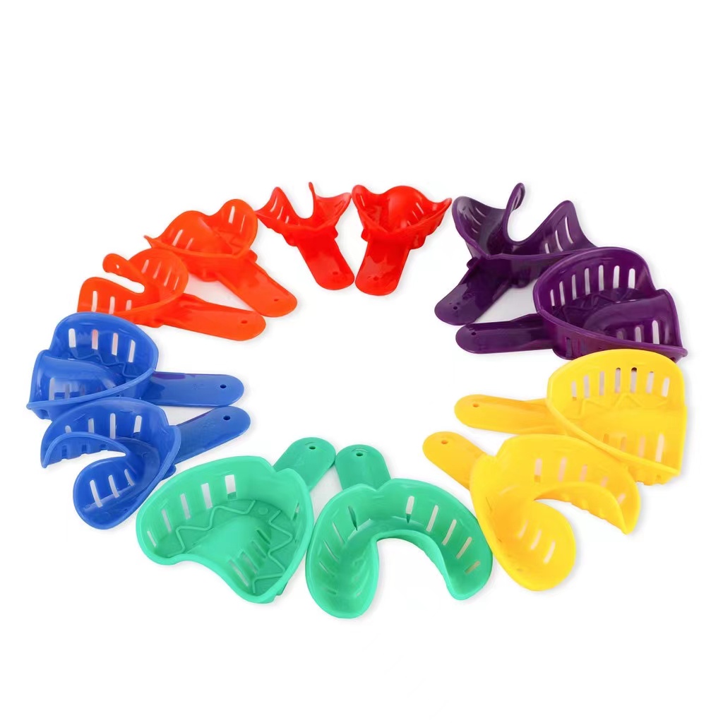 12pcs DDental Impression Trays Plastic Materials Teeth Holder 6 Sizes ...