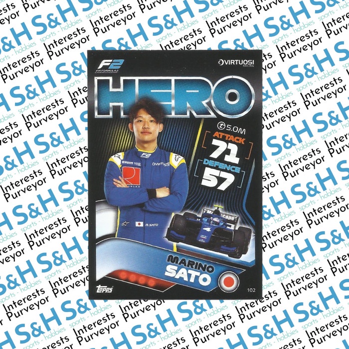 Turbo Card Attax 2022 HERO Virtuosi SATO 102 F1 Formula 1 original ...