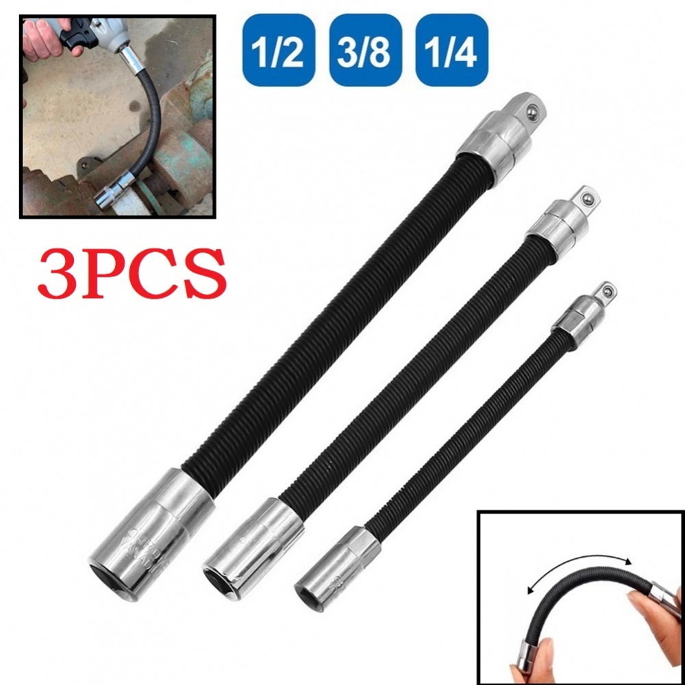 1/4 3/8 1/2 Driver Flexible Long Socket Extension Rod Adapter Ratchet ...