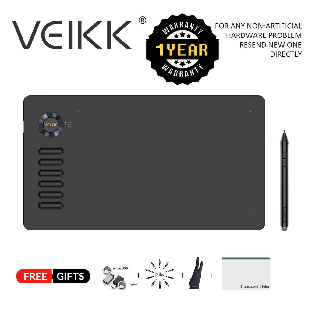 VEIKK A15 Drawing Tablet 8192 Level Battery-Free Pen 10x6 Inch | Shopee ...
