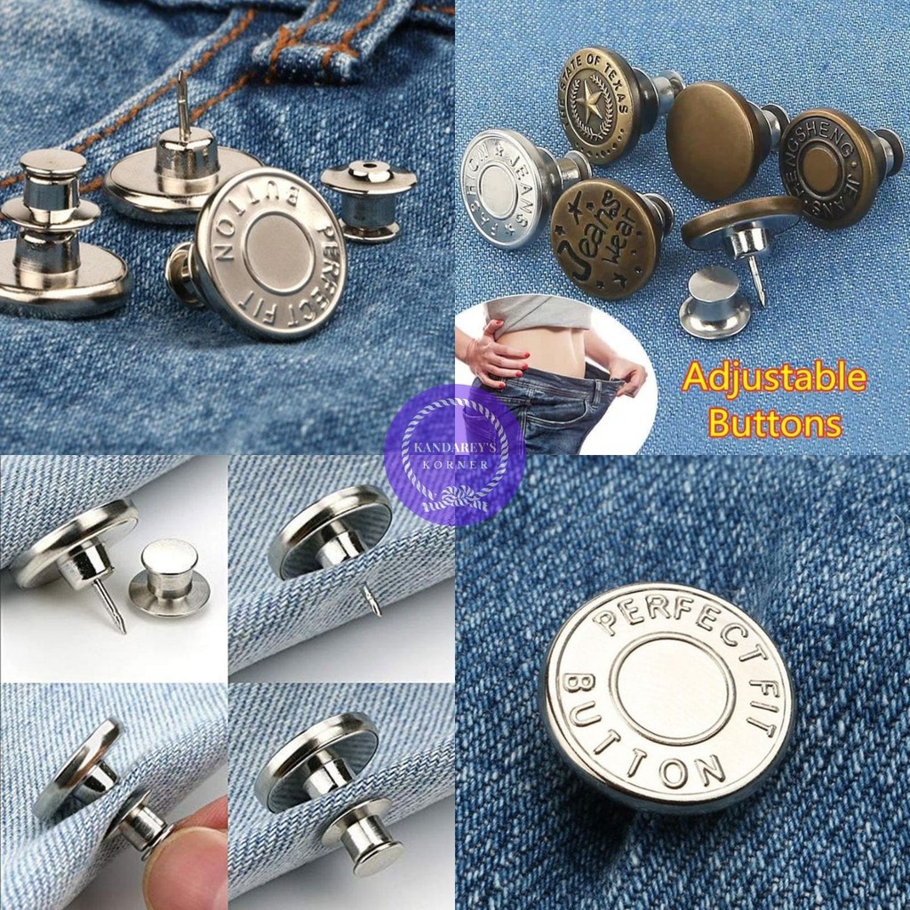 Jeans Button Snap-On Buttons Shorts Pants Slacks Skirts Waist Resizer ...