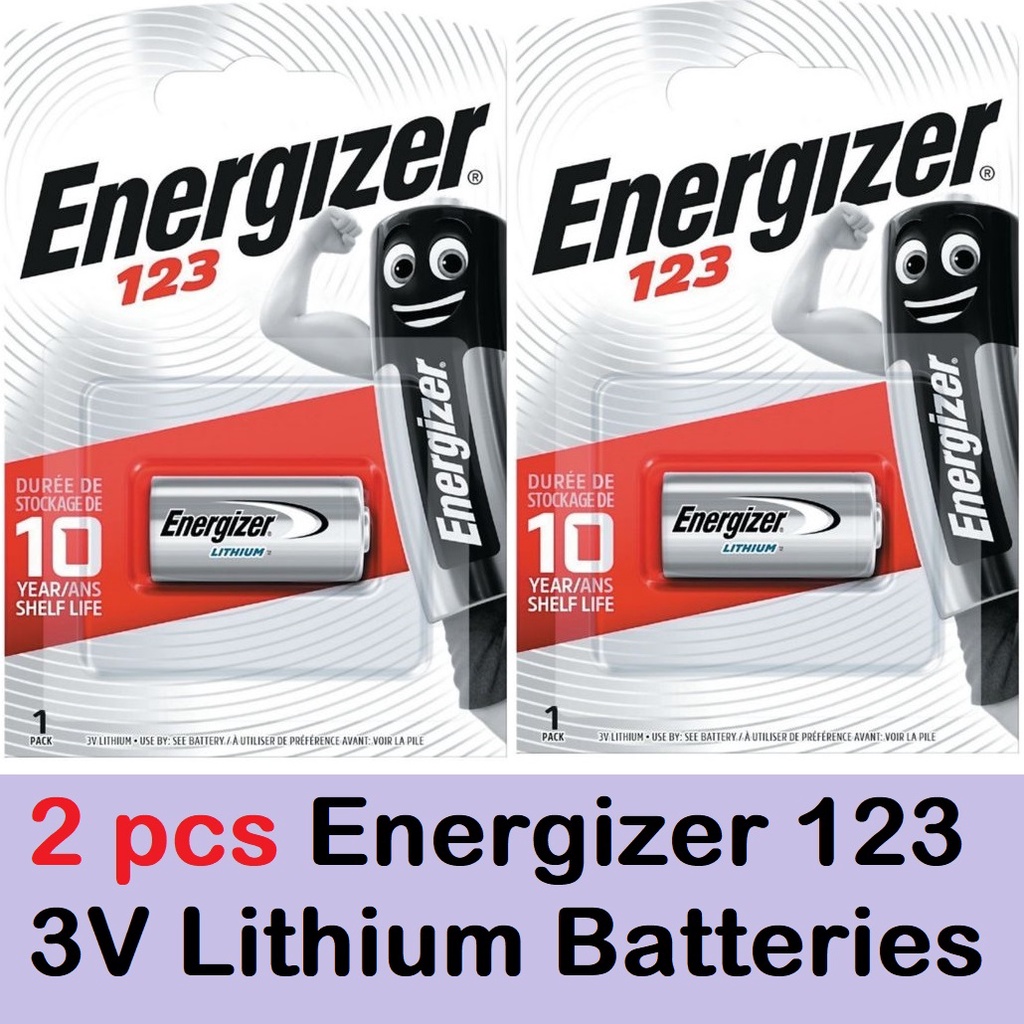 CR123A Battery (2 pcs) Energizer 123 EL123AP 3V Lithium CR-123A ...