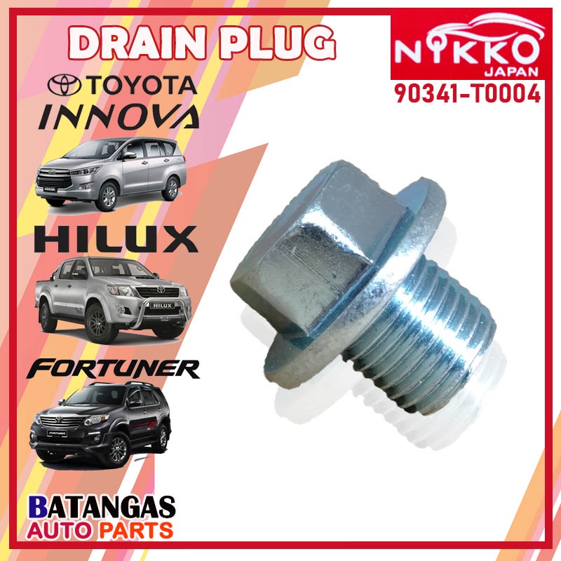 DRAIN PLUG TOYOTA INNOVA / HILUX / FORTUNER 90341-T0004 NIKKO | Shopee ...