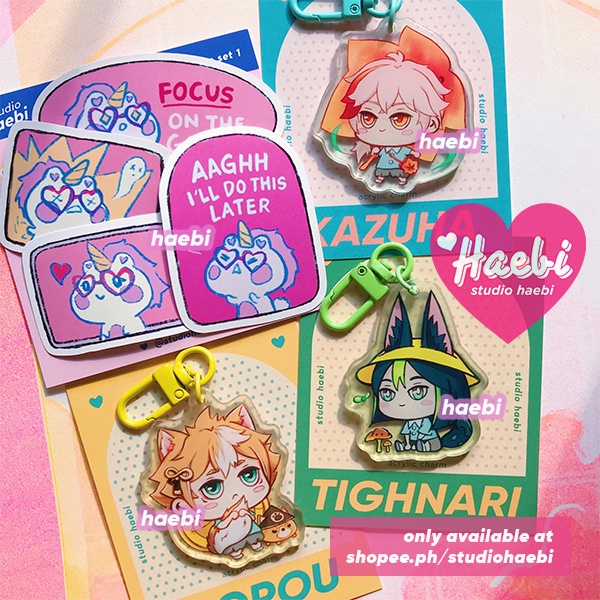 Gakuen Genshin Acrylic Charm Keychains (Kazuha, Tighnari, and Gorou) by ...