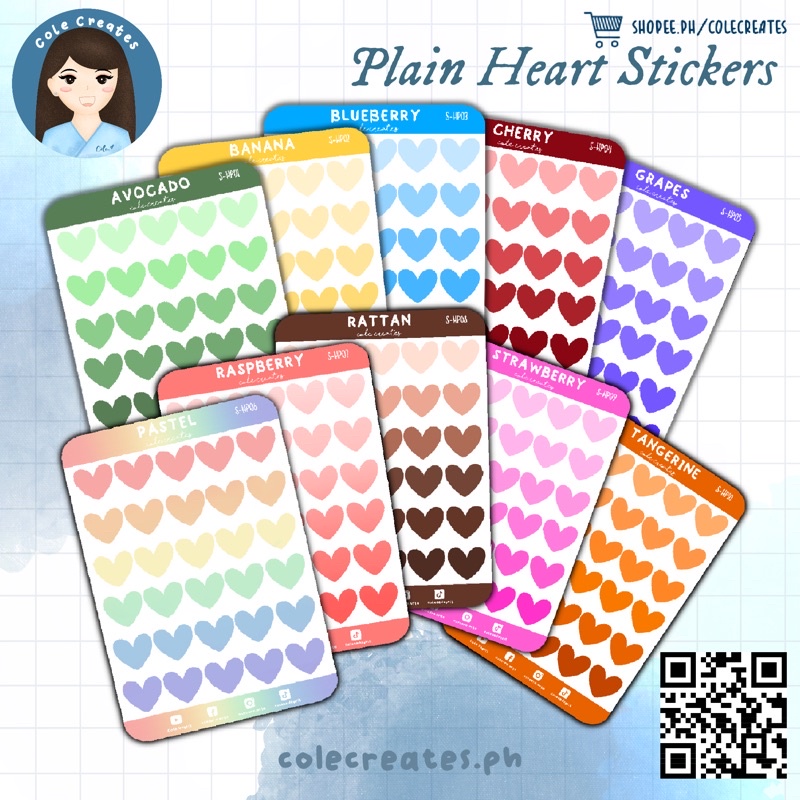 30 Plain Heart Stickers for journals, planners, toploaders | Cole ...