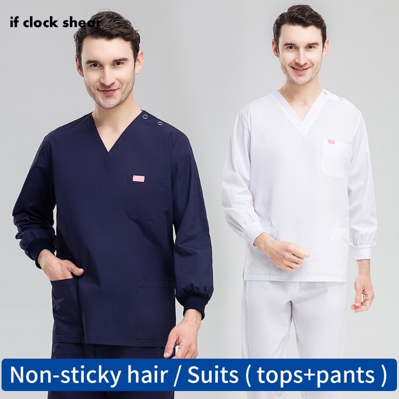 Dental Clinic Operating Room WorkWear V-neck Snap Medical Uniforms Long ...