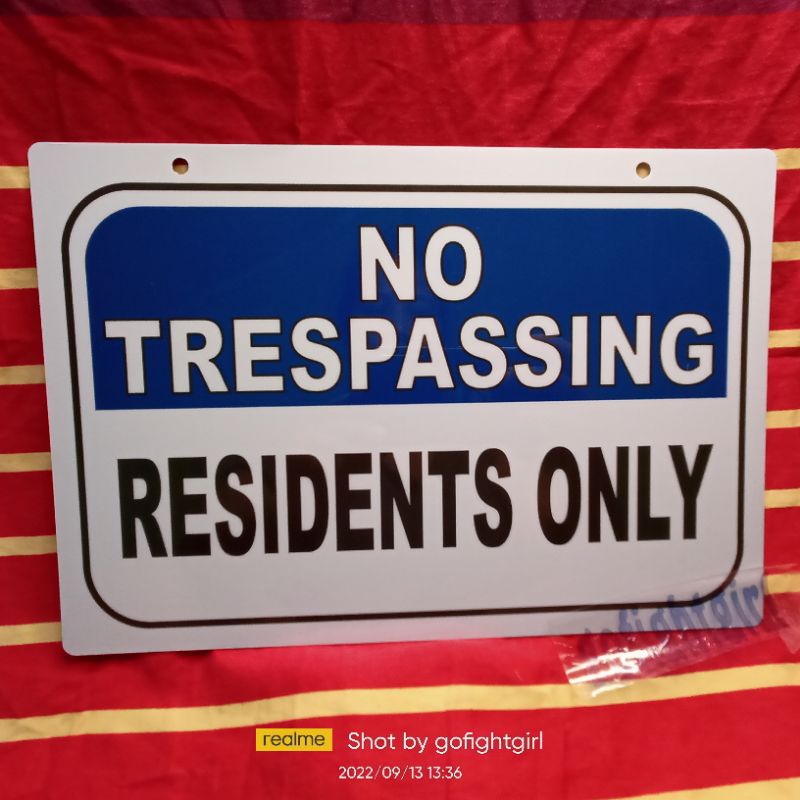 No Trespassing Residents Only Signage PVC Plastic (like ATM and ID) 7 ...