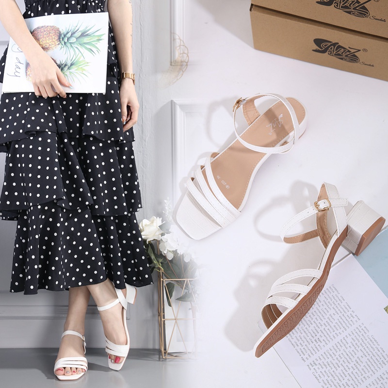【Mini】Korea Women Block Heels SImple Ankle Strap Leather Sandals GW ...