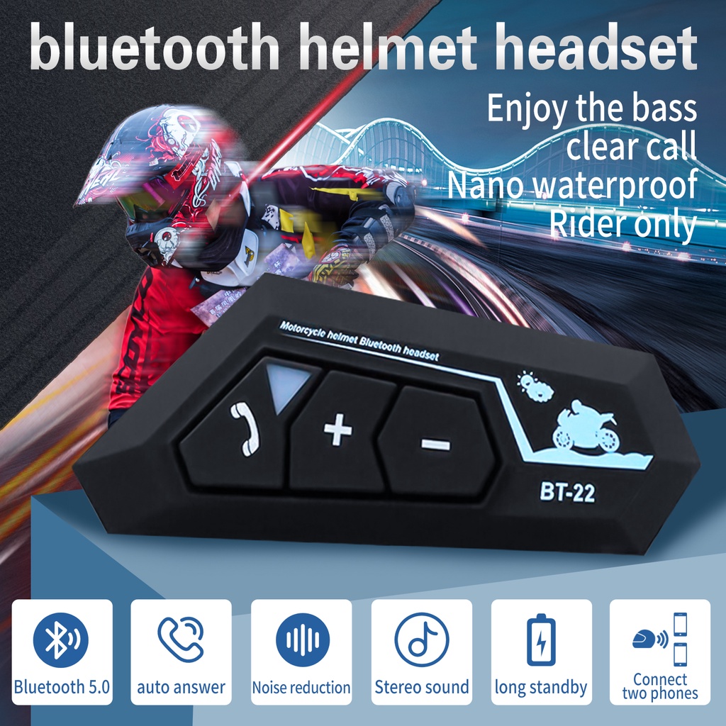 Bluetooth 5.0 Helmet Headphone Bluetooth Wireless Motorcycle Headset ...