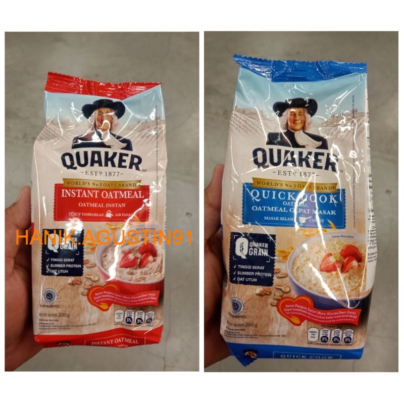 Quaker Oat Instant Oatmeal 200gr/Quaker Quick Cook Oatmeal 200gr/Queker ...