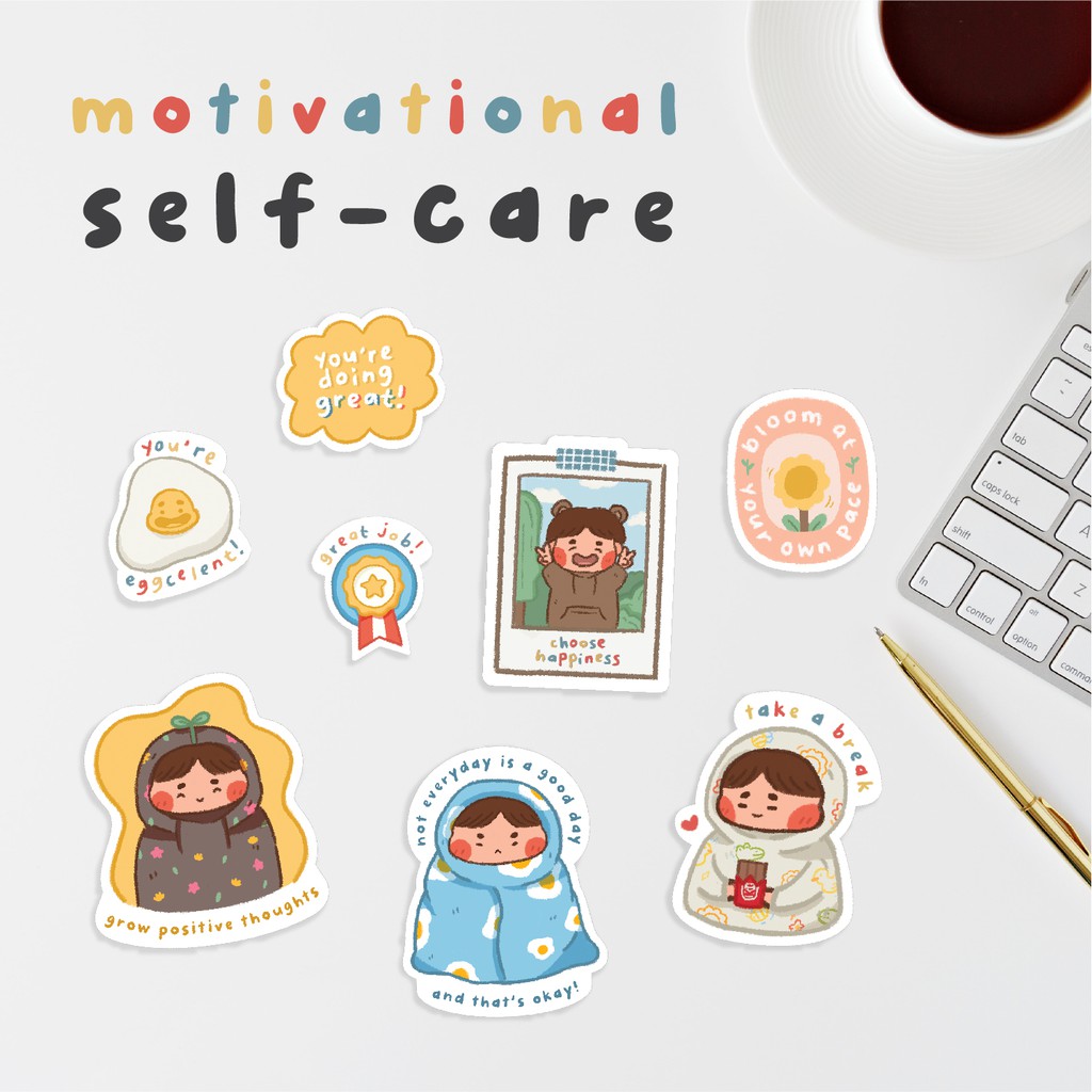 Motivational Illustrated Self-care Sticker Pack | Shopee Philippines