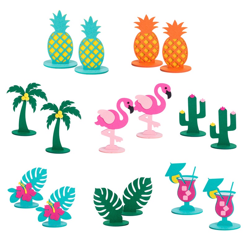 2pcs / Pack Tropical Hawaii Flamingo Pineapple Cactus DIY Felt Table ...