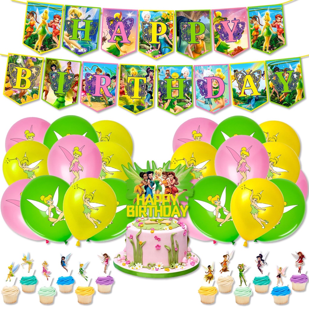 Tinkerbell Birthday Party Decorations Tinker Bell Happy Birthday Banner ...