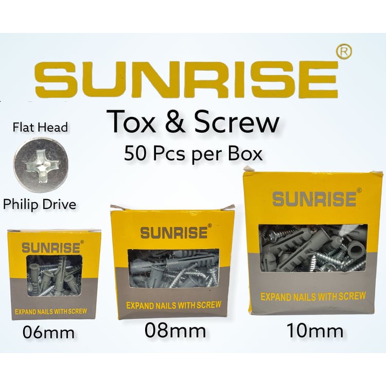 Expanded Nails and Screw/ Tox and Screw 50 Pcs Per Box/Size | Shopee ...