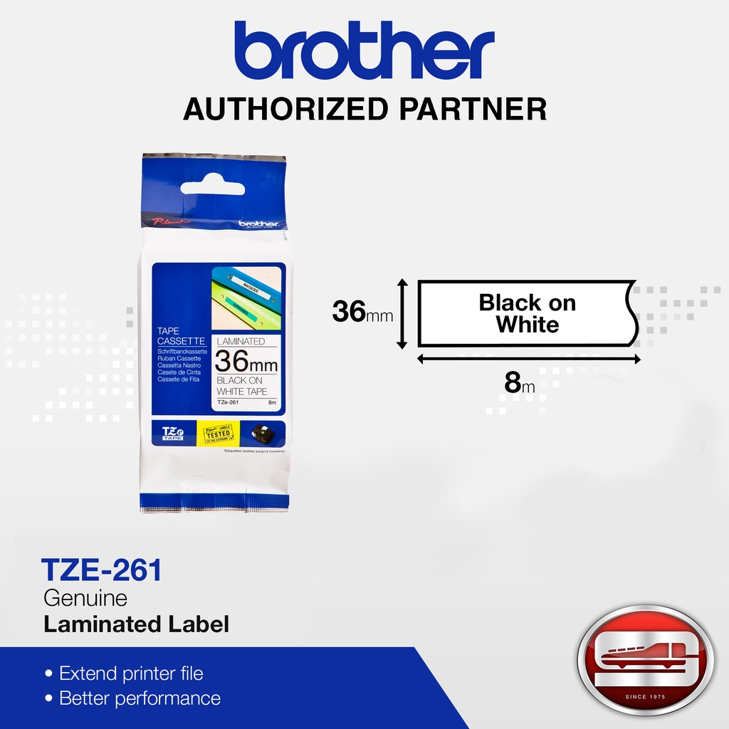 Brother TZE-261 in Black on White Tape for P-touch Printer | Shopee ...