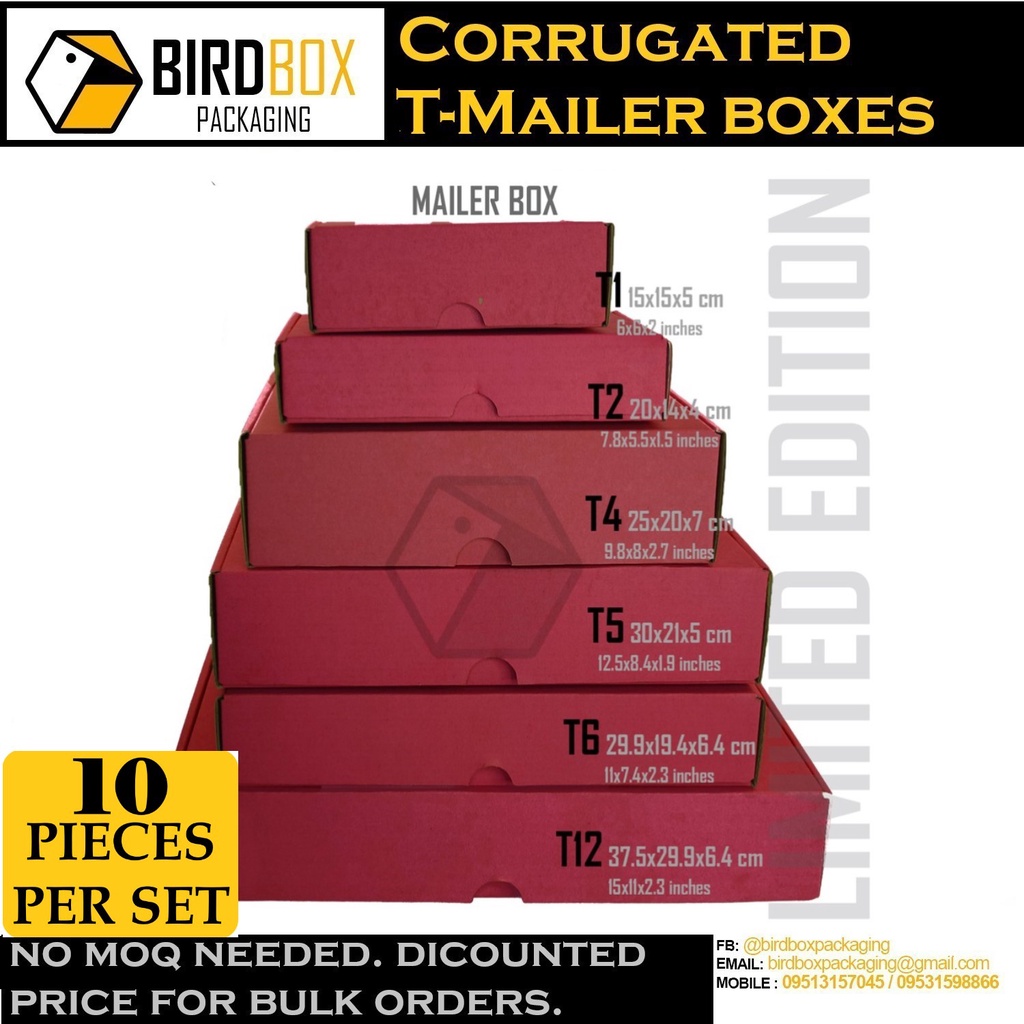 Birdbox Corrugated Red Mailer Box I Gift Box 10 Pieces per set | Shopee ...