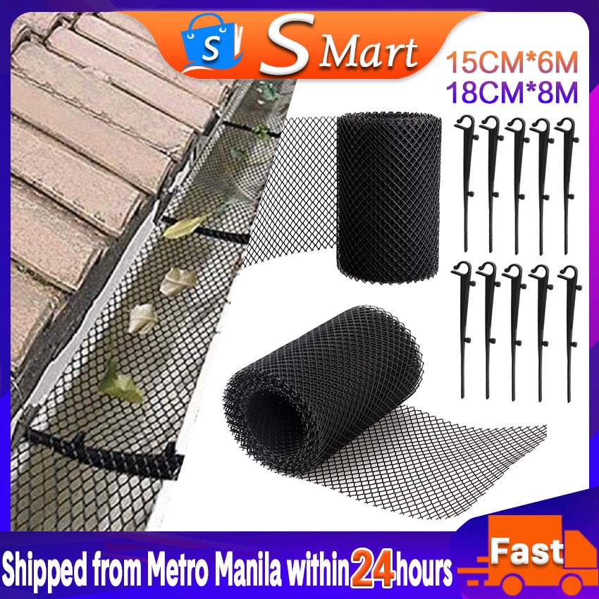 Gutter Guard Gutter Plastic Mesh 6/8m With 10 Fixed Hooks For Drain ...