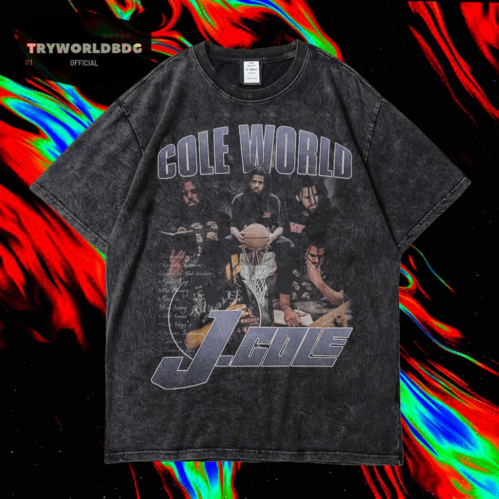 Tryworldbdg OFFICIAL "J COLE" OVERSIZED T-SHIRT | Washed t-shirt ...