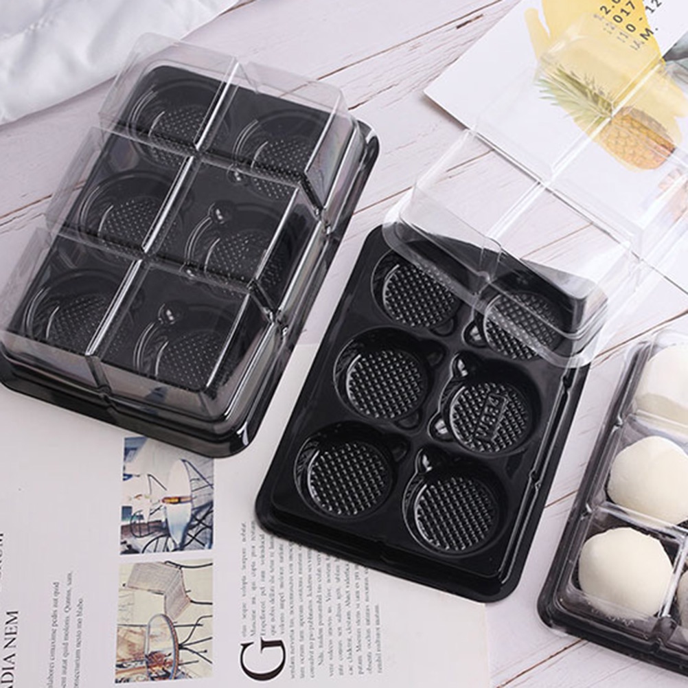 50pcs 6 Cavities Mochi Containers Plastic Mooncake Tray with ...