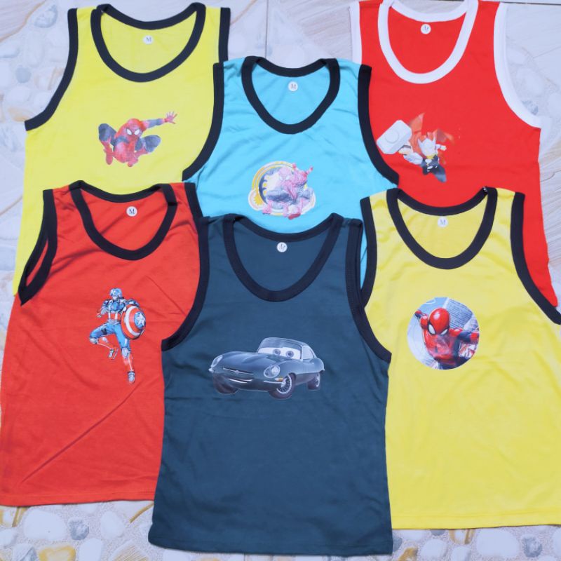 6pcs. single print sando for kids boys 2-5 years old | Shopee Philippines