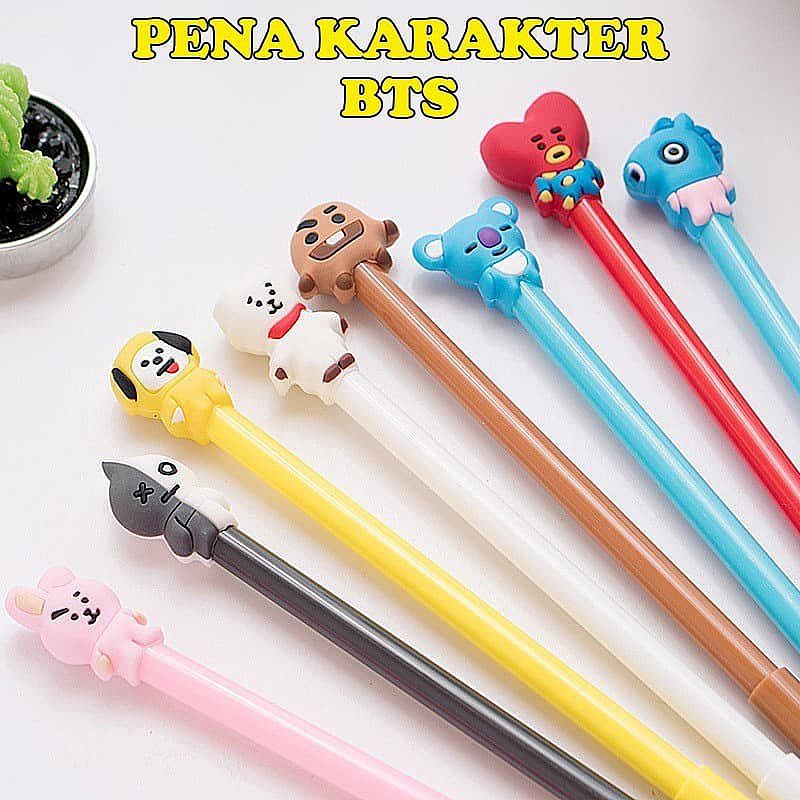 BT21 BTS Character Pen K-Pop Unyu Motif Cartoon Character Liquid Gel ...